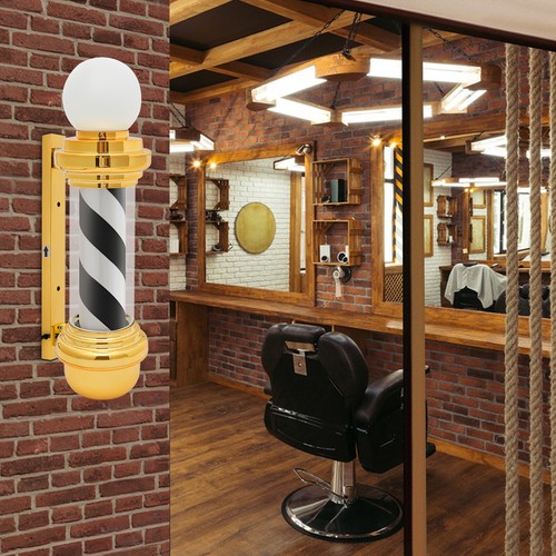 Barber Pole Light,Black,White,Gold Rotating Hair Salon Open Sign,IP54 ...