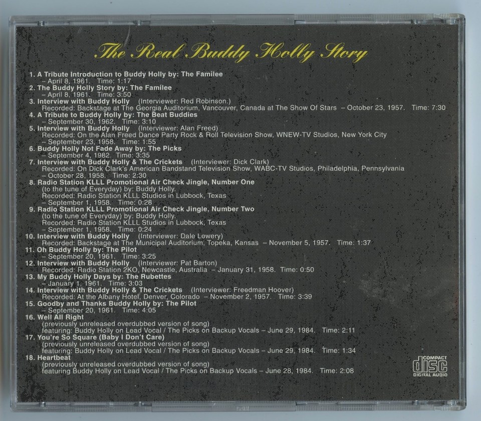 REAL BUDDY HOLLY STORY CD on LIVE GOLD label LG60006 18 tracks CD | eBay