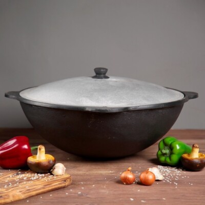 Kazan 100% Cast Iron Authentic Uzbek Cauldron & Lid-Pan Pilaf Plov ...