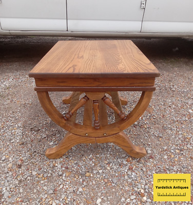 Mid Century Solid Oak Wagon Wheel End Table / Side Table (ET252) | eBay
