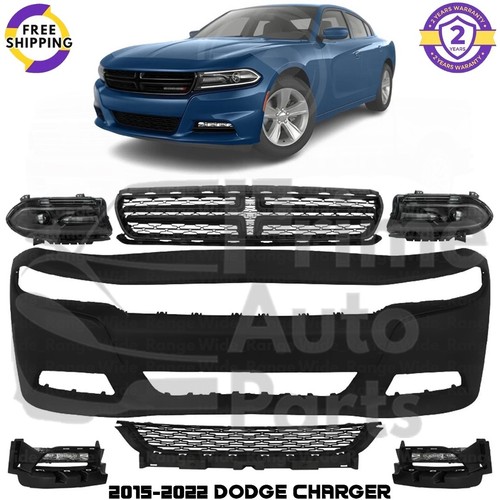 Front Bumper Cover Paintable & Grille Assembly Kit For 2015-2022 Dodge ...