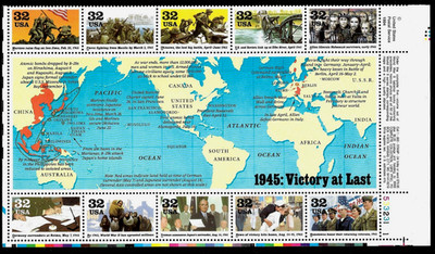 WORLD WAR II 1945 US 50 YR COMMEMORATIVE 2981 VICTORY AT LAST MNH 10 ...