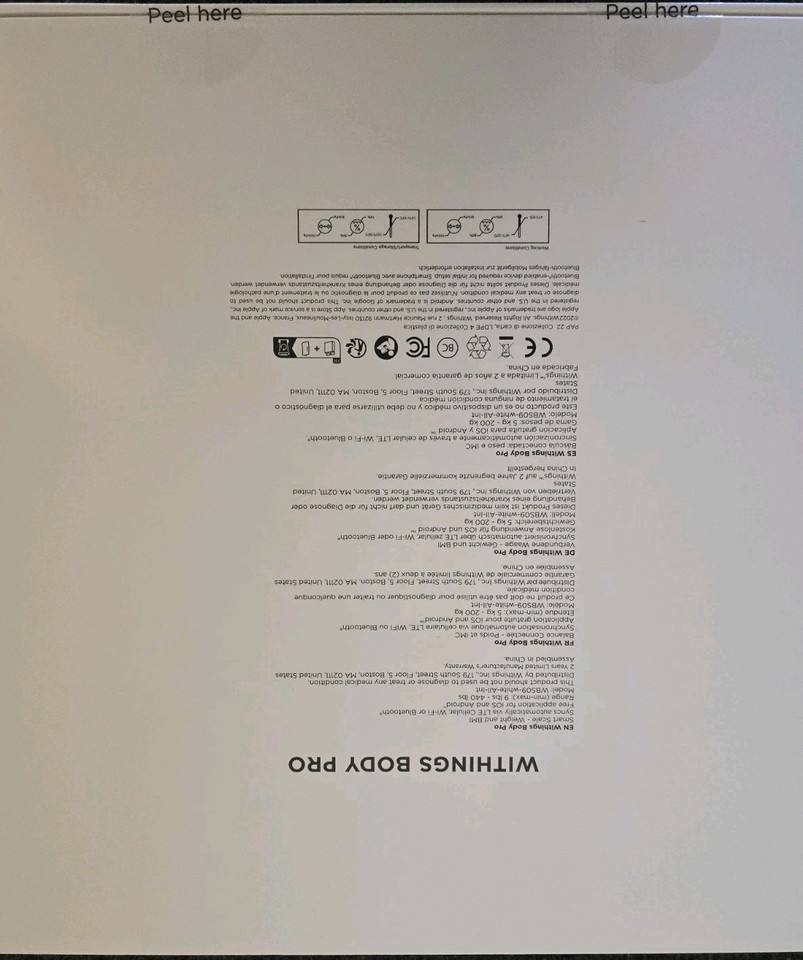 Withings Body Pro Smart Wi-Fi Scale White WBS09Weight + BMI + Cellular ...