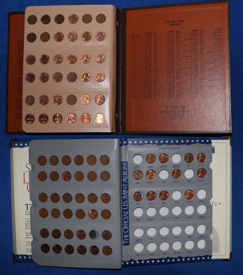 Lincoln Wheat Cent Album Lot - 2 Albums DANSCO and US Mint - Lots of ...