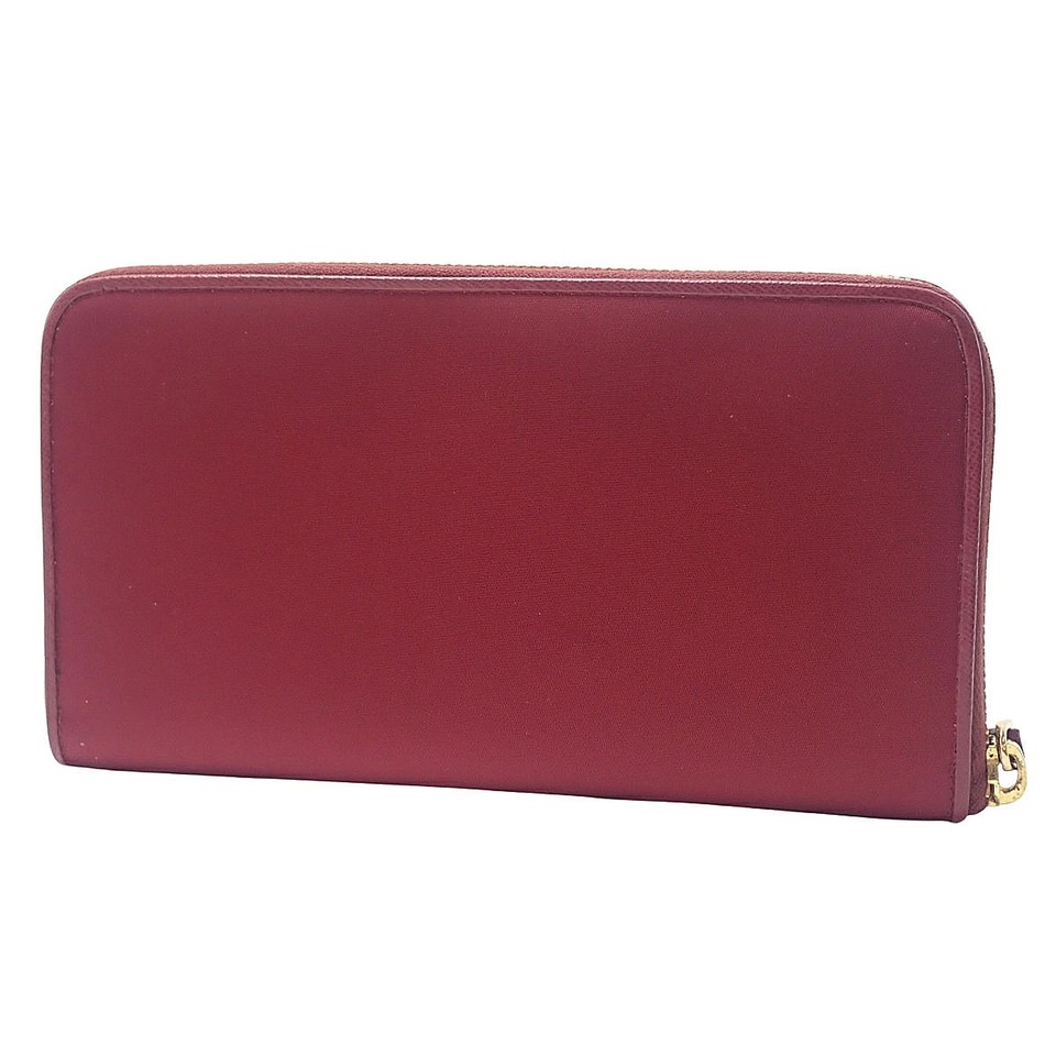 PRADA Round zipper long wallet nylon TESSUTO Bordeaux gold metal ...