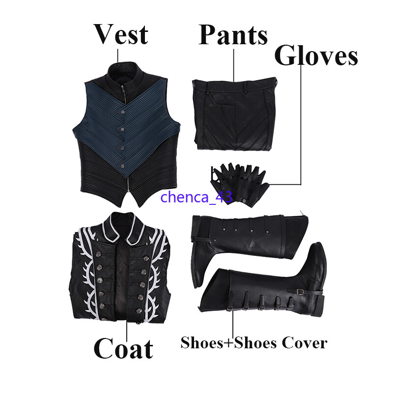 Devil May Cry 5 Vergil Windbreaker Vest Pants Gloves Suit Cosplay ...