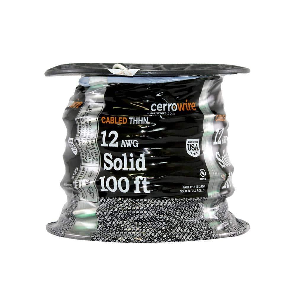 Cerrowire Tri-Wire 100 ft. 12/3 Solid CU THHN Black White Green Heat ...