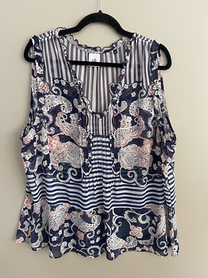 Beautiful XL CAbi Floral Paisley Printed Peplum Tank Top, #5349 Sheer ...