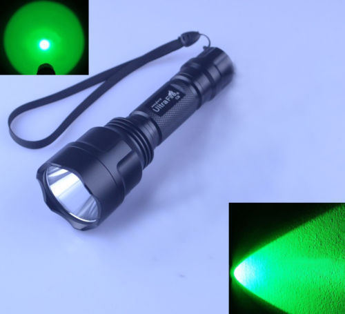 Ultra Fire C8 Green LED 300LM ONE Mode Hunting Flashlight Torch + RAT ...