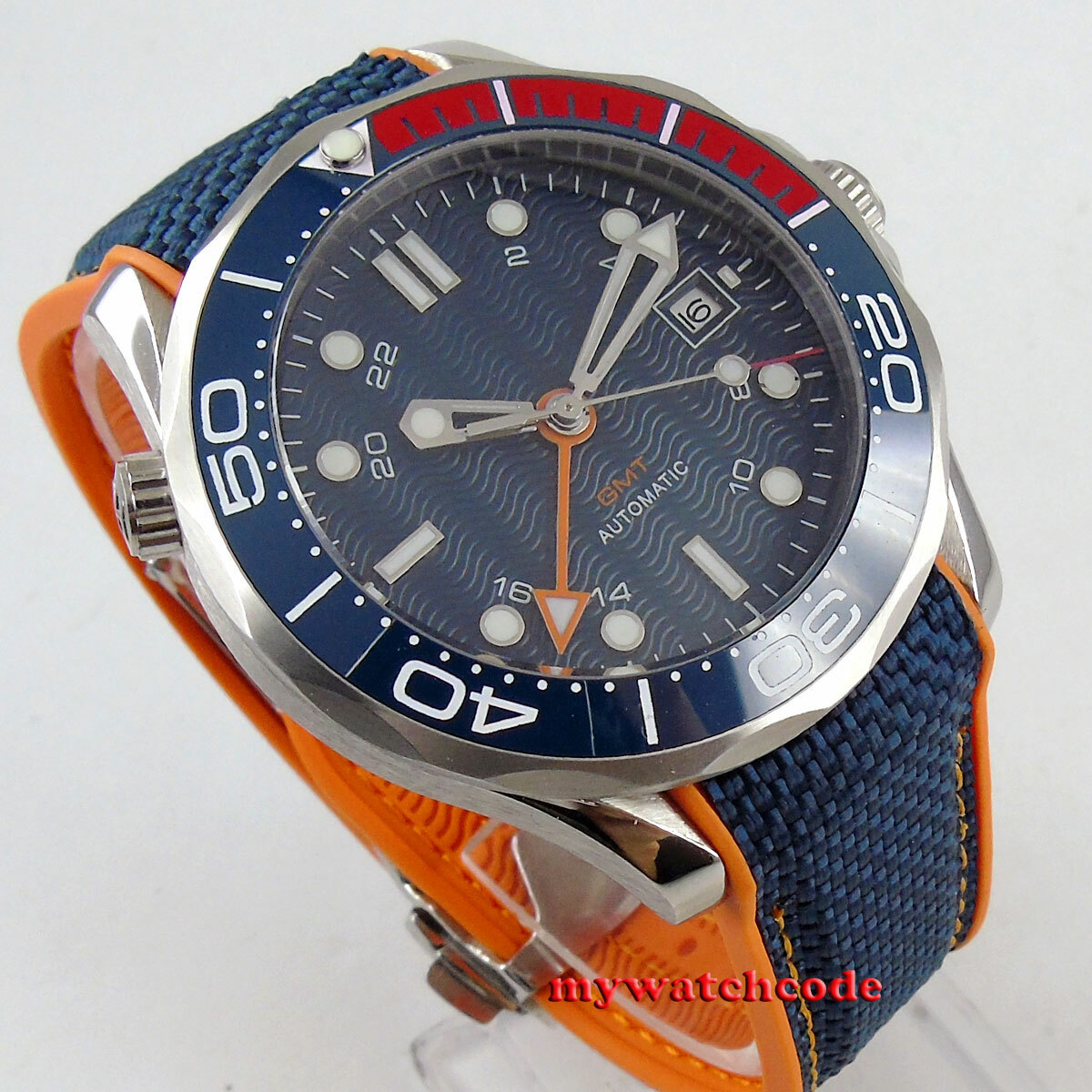 41mm Sterile Blue Dial GMT Date Sapphire Glass Mechanical Automatic ...