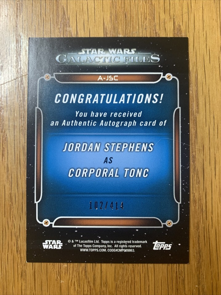 Star Wars GALACTIC FILES ⭐️ Auto Card A-JSC "Rogue One" Serial Numbered ...