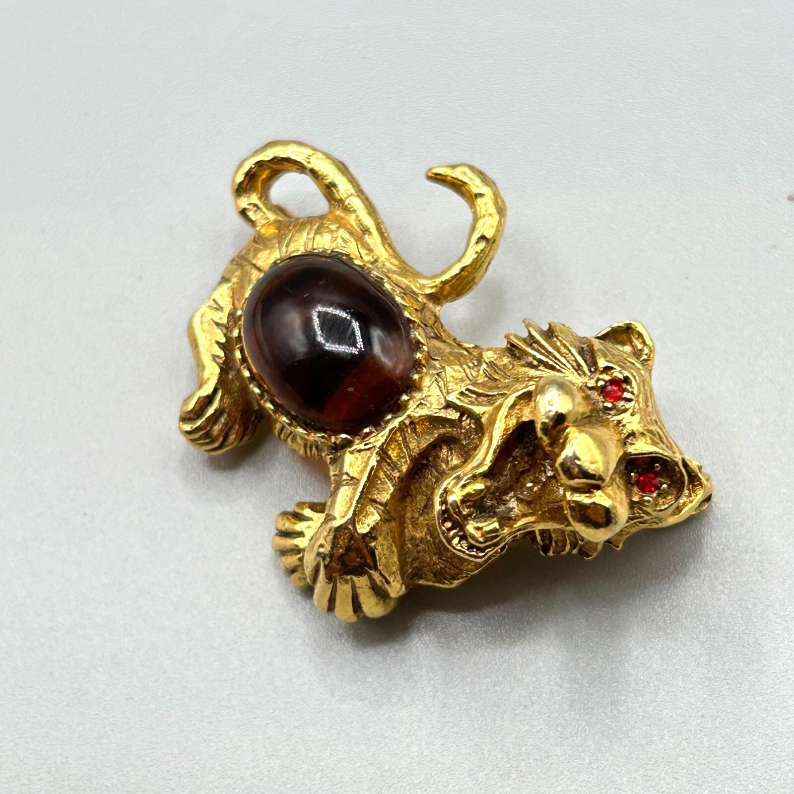 Vintage Roaring Lion Brooch Gold Tone Quality Costume… - Gem