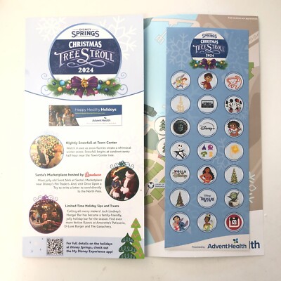 2024 Disney Springs Christmas Tree Stroll Map & Stickers - NEW | eBay