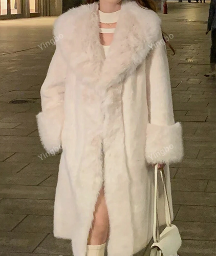 Women Solid Fuzzy Long Sleeve Coat Open Front Faux Fur High End Winter ...