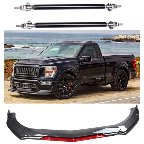 Front Bumper Chin Lip Spoiler Splitters Carbon Fiber Strut For Ford ...