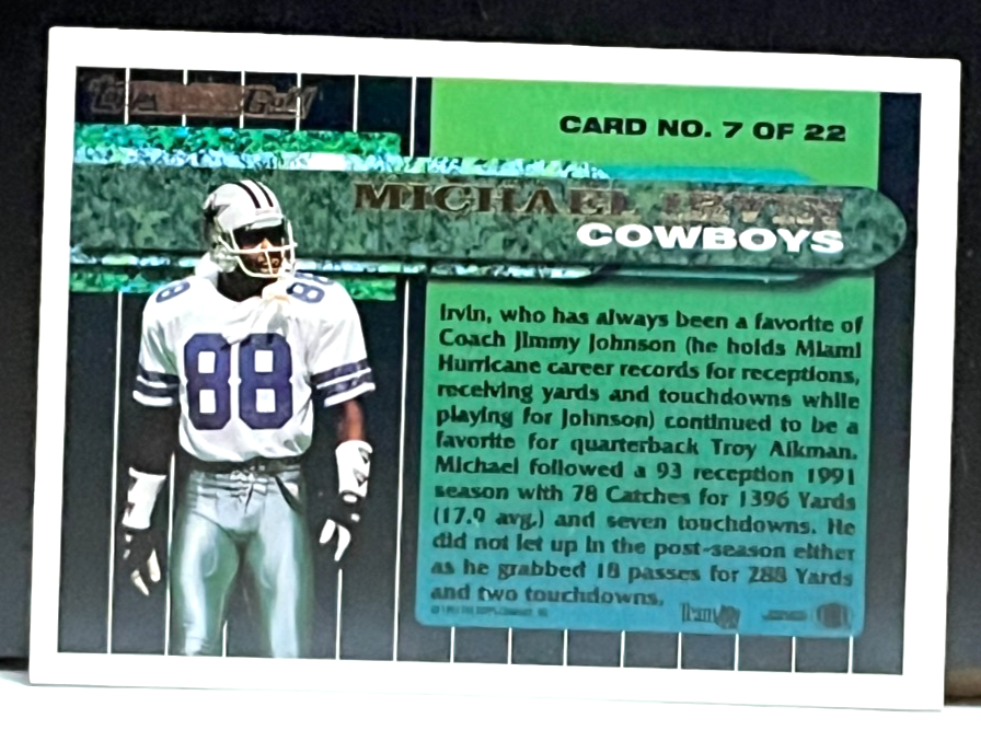 Michael Irvin 1993 Topps Black Gold #7 (Nice Sharp Corners!!!) | eBay UK
