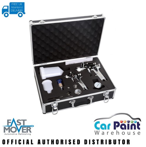 Fast Mover Tools / Starchem Twin Automotive Spray Gun Kit Gravity Feed ...