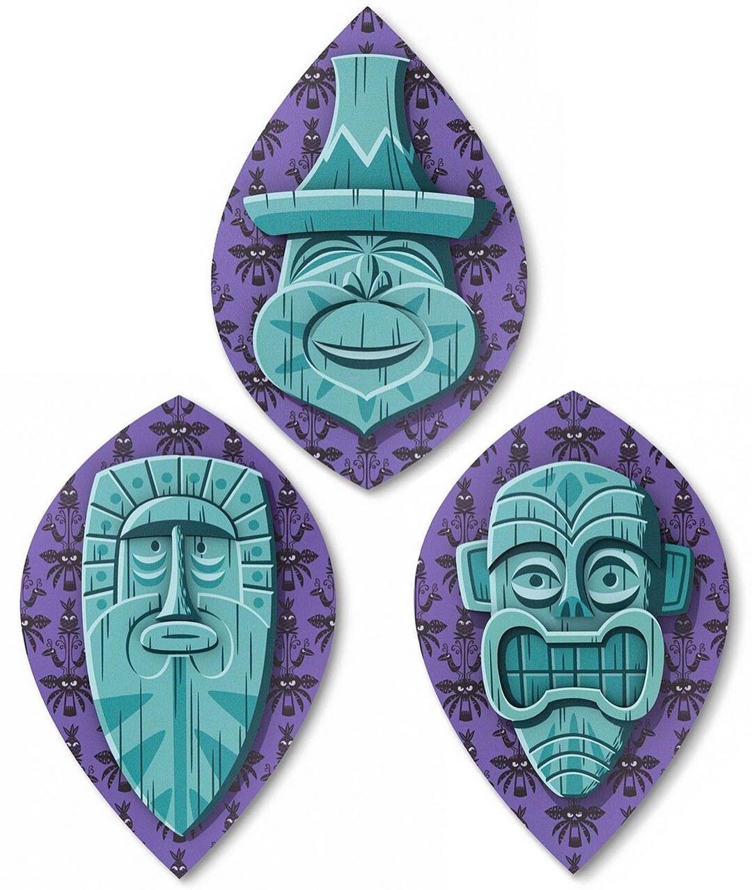 SHAG Josh Agle DESIGNERCON Disney Haunted Mansion Tiki Masks Lapu Tutua ...