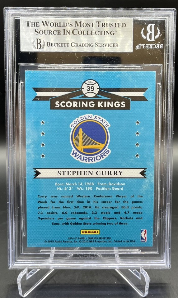 2014-15 Donruss Stephen Curry Scoring Kings #39 BGS 9 MINT | eBay