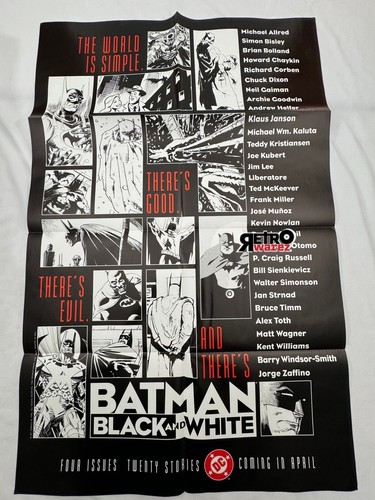 Batman Black & White Promo Poster 22x34” 1996 DC Comics Comic Book ...