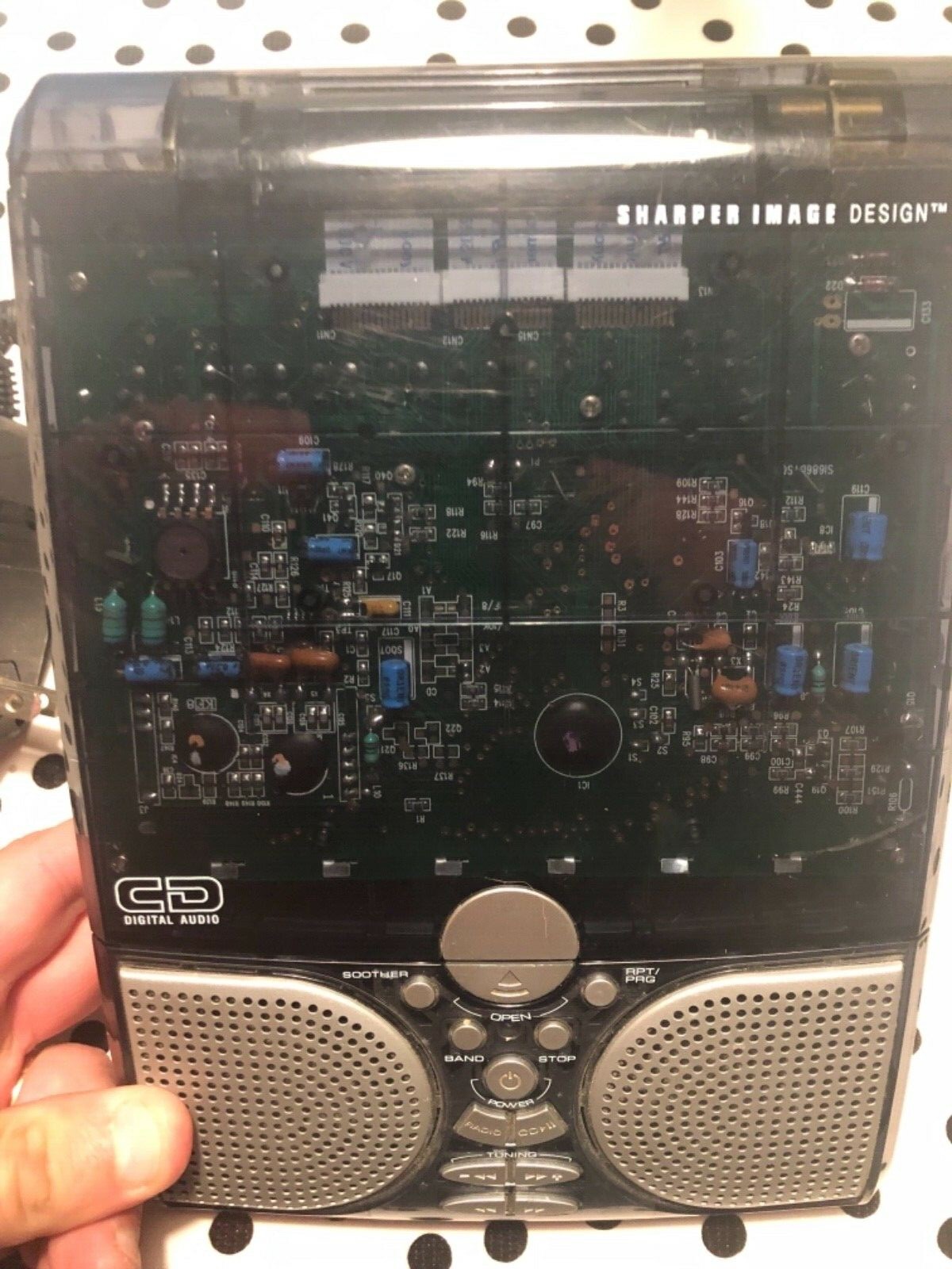 Sharper Image CD Clock Radio Sound Soother SI686 ~ CLEAR TRANSLUCENT ...