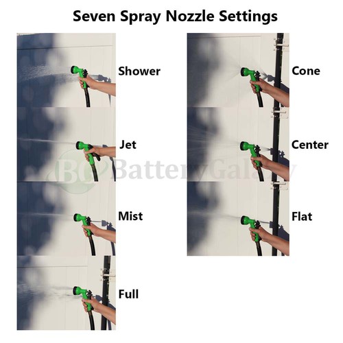 Garden Lawn Hose Nozzle Head Water Sprayer Green - 7 SPRAY PATTERNS ...