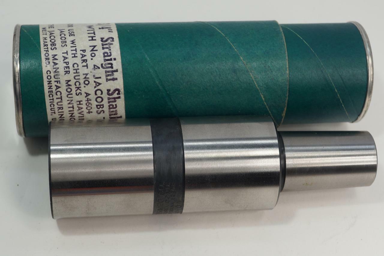 New Jacobs USA Made 1-3/4" Straight Shank to No. 4JT Drill Chuck Arbor ...