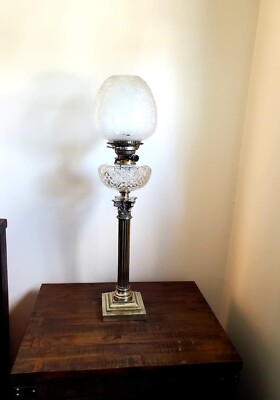 Antique 1800's Messenger's Corinthian Column Silverplated Banquet Oil ...