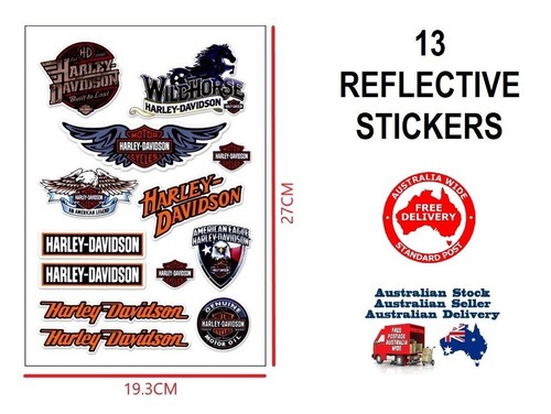 Harley Davidson Reflective Sticker Sheet (13 Stickers) Motorcycle Dirt ...