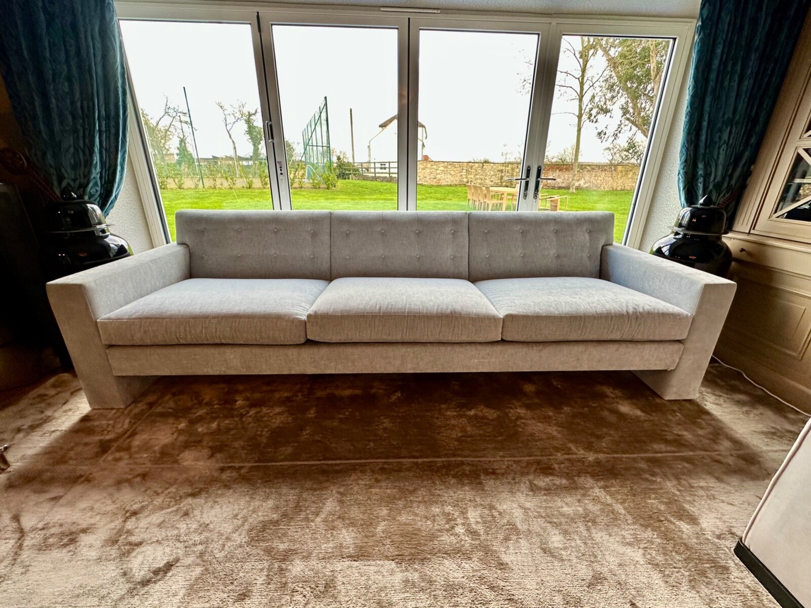 Ex Showhomes Kingcome Portland 4 seater sofa pale blue velvet 300cm rrp £9600 | eBay UK