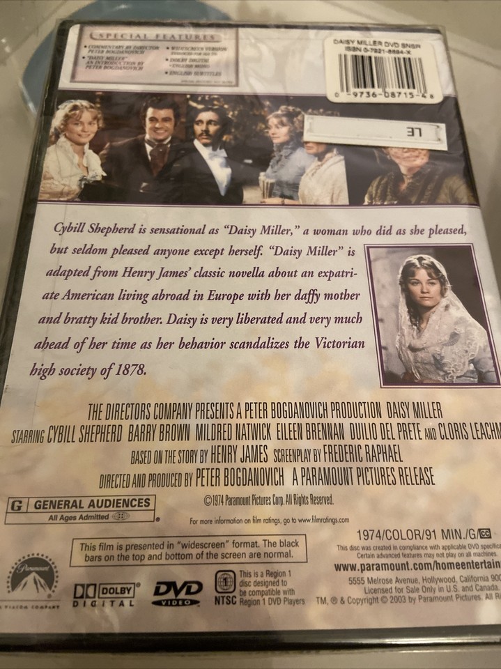 Daisy Miller NEW (DVD, 2003) Cybill Shepherd, A Film by Peter ...
