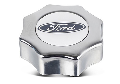 Ford 302-230 Aluminum Oil Filler Cap, Chrome, Screw-In, W/ Blue Ford ...