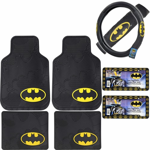 7PC BATMAN Classic Car Truck Front Rear Rubber Floor Mats Steering ...