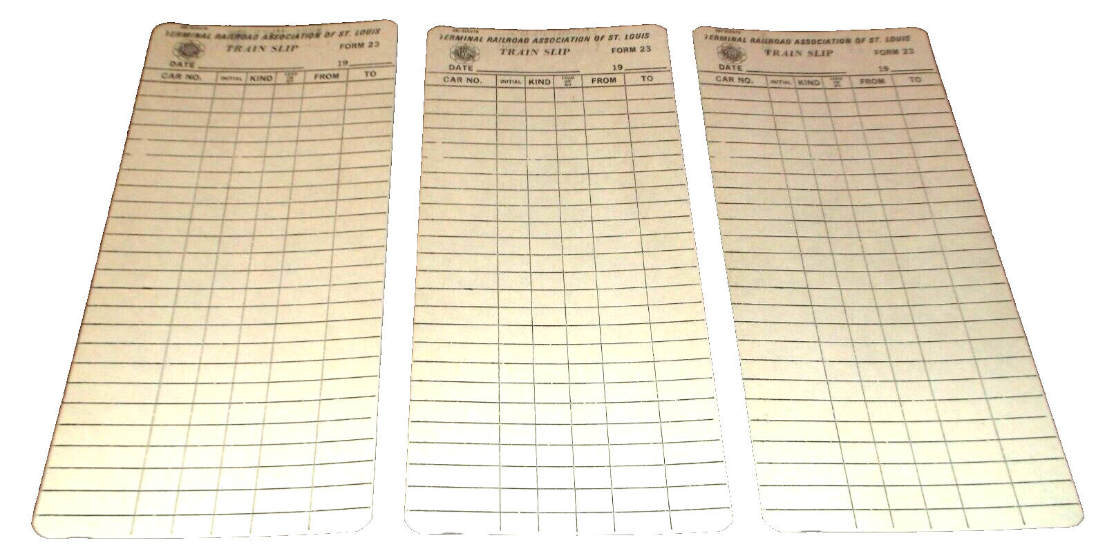 TRRA TERMINAL RAILROAD OF ST. LOUIS FORM 23 TRAIN SLIPS EMPLOYEE SWITCH ...