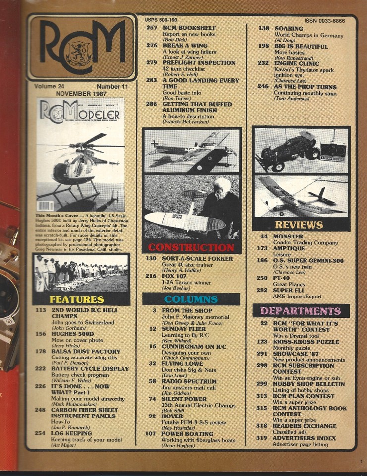 RC Modeler Magazine-November 1987-320 pages-Balsa Dust Factory | eBay