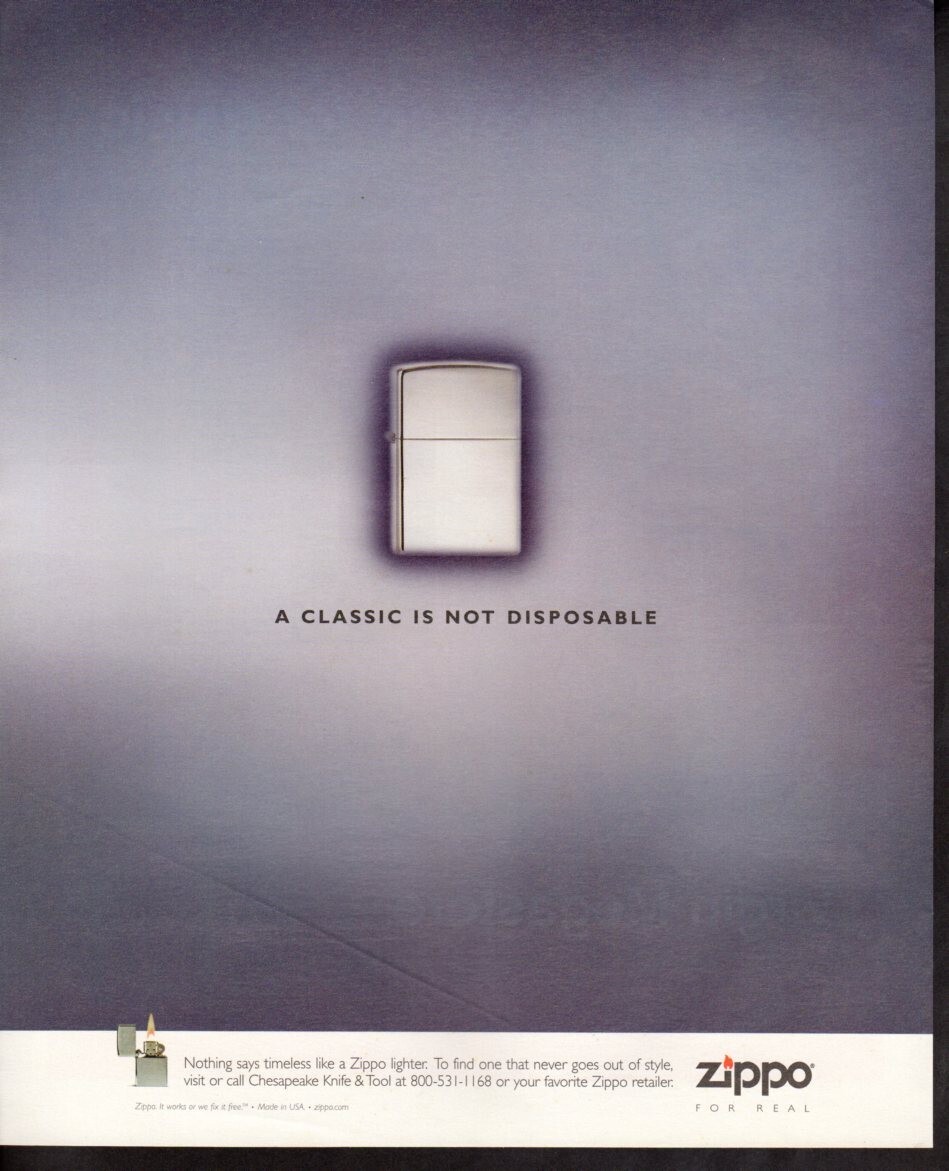 Vintage print ad advertisement Zippo Lighter A Classic is not ...