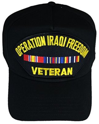 OPERATION IRAQI FREEDOM VETERAN WITH GWOT RIBBON HAT - BLACK - Veteran ...