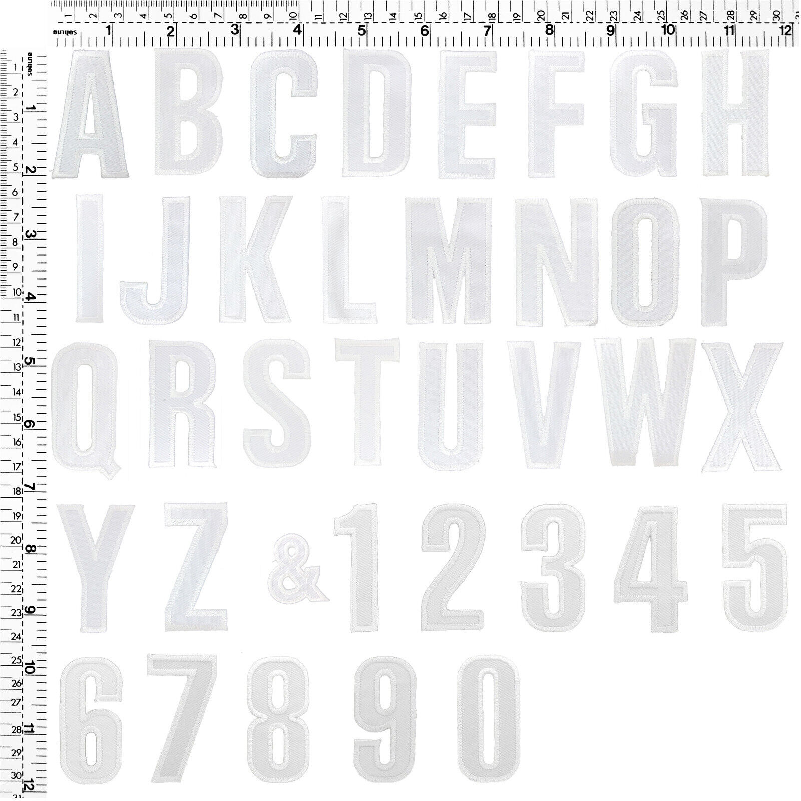 #282IR White Number Letter Alphabet A -Z Sew Iron on Patch Applique ...