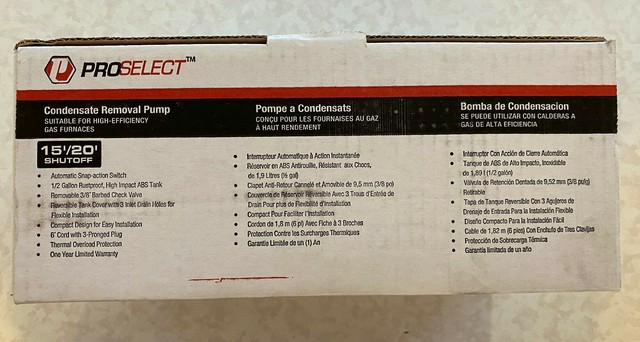 ProSelect PSCP20WS230 Condensate Removal Pump 230v for sale online | eBay