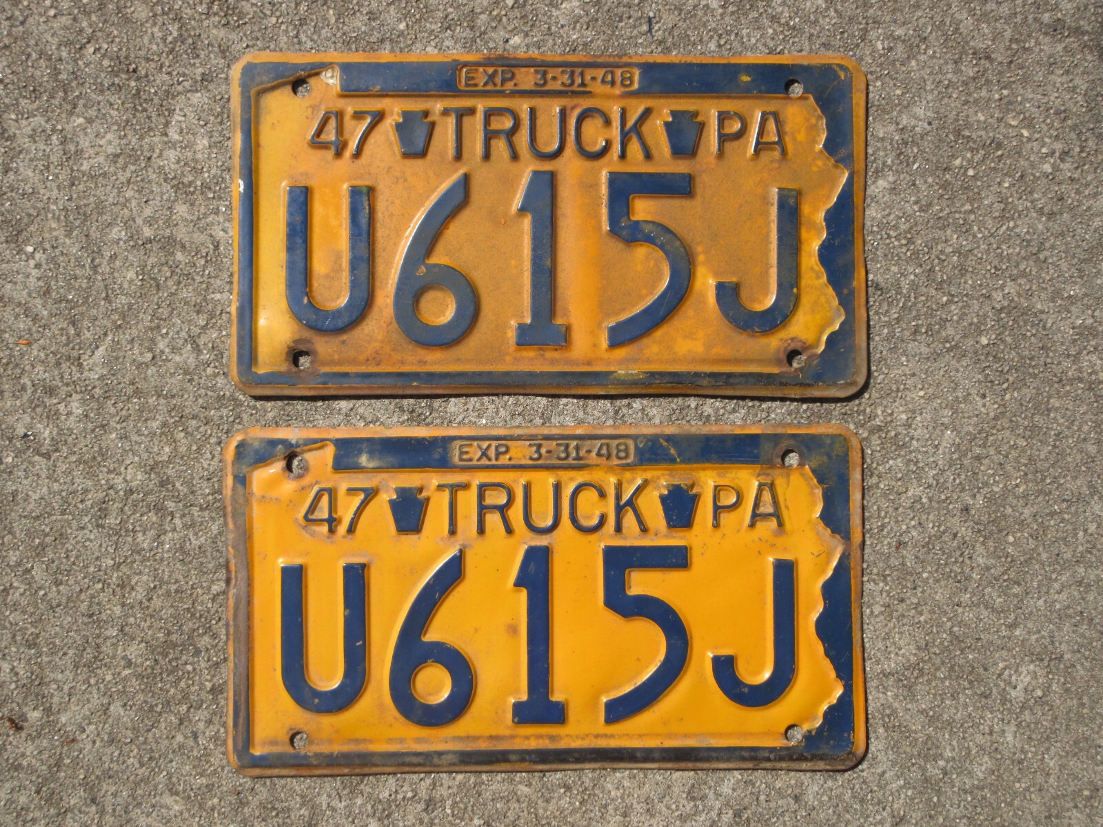 1947 Pennsylvania Truck License Plate Pair PA Penna Ford Chevrolet ...