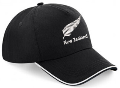 Embroidered New Zealand Image Piped Baseball Cap, Black/White | eBay UK