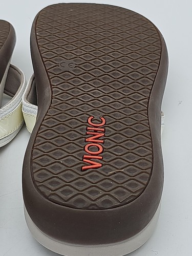 Vionic Flip Flop Sandals Women's 7 White Patent Leather Rubber Sole EUC ...
