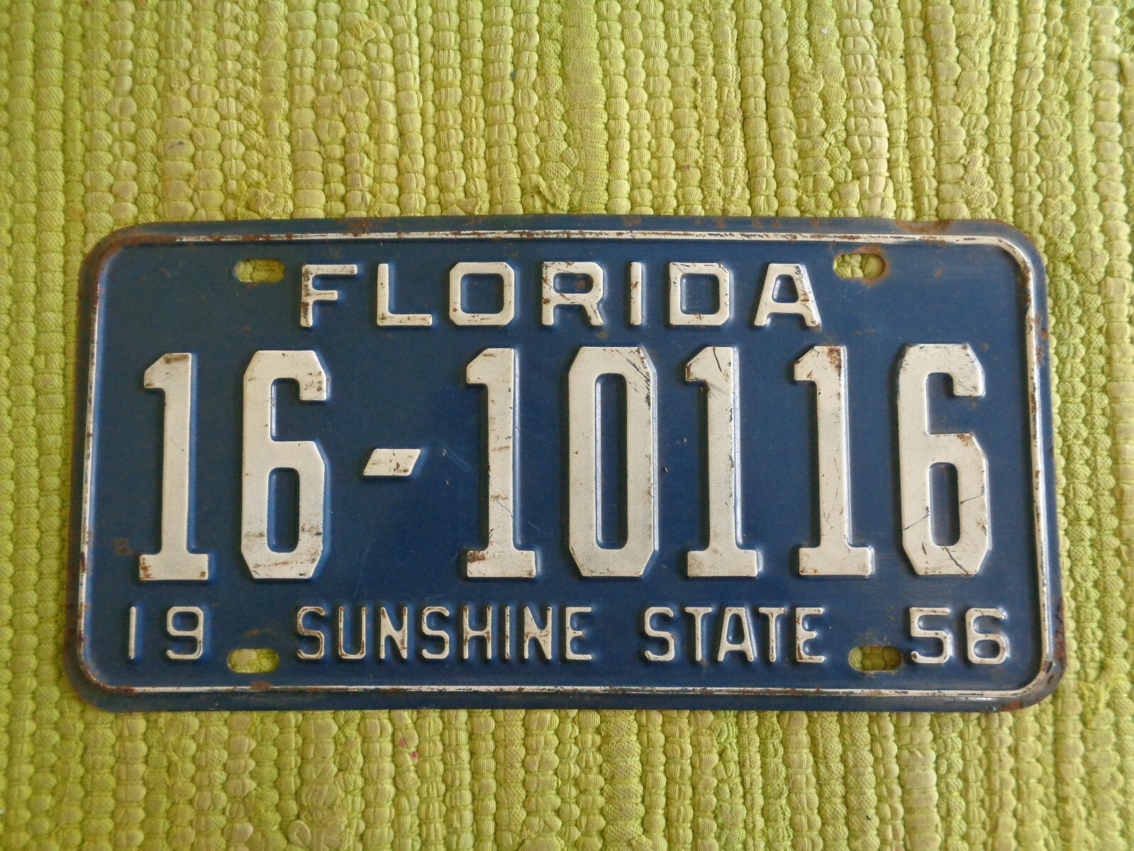 1956 Florida License Plate FL 56 Tag Sarasota County 16-10116 Sunshine ...