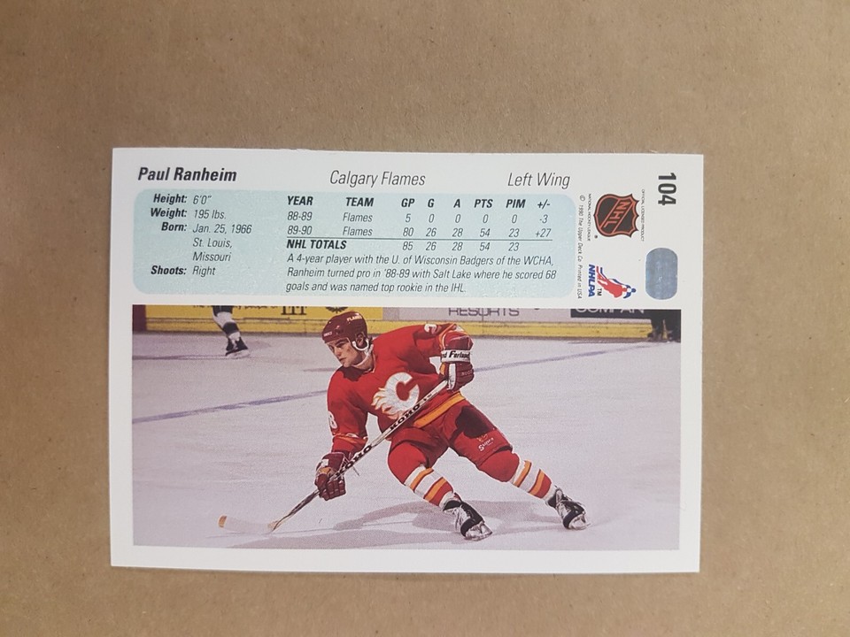 Paul Ranheim Flames Autograph Card Signed Hockey Upper Deck 104 | eBay