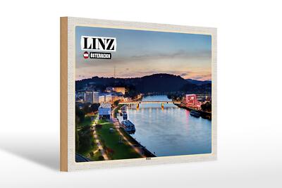 Holzschild Reise Linz Österreich Donau Fluss 30x20 cm Deko Schild ...