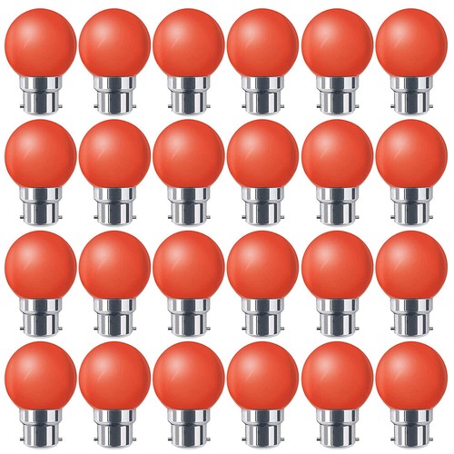 24 Pack B22 Base 220V LED Bulb RED Glow G45 Plastic Golf Ball for Party ...
