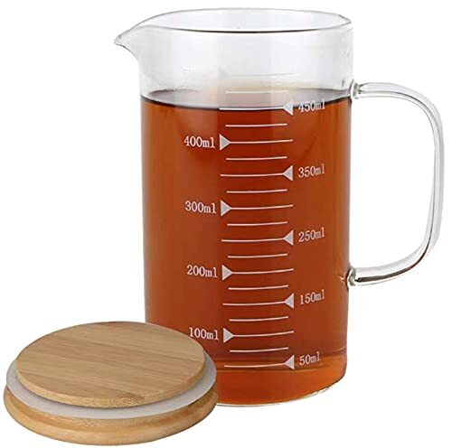 Graduated Beaker Mug With Handle And Durable Bamboo Lid Borosilicate ...