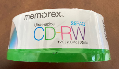 NEW Memorex CD-RW 25 Pack Recordable Rewritable 80 Min 700MB 4x Multi ...