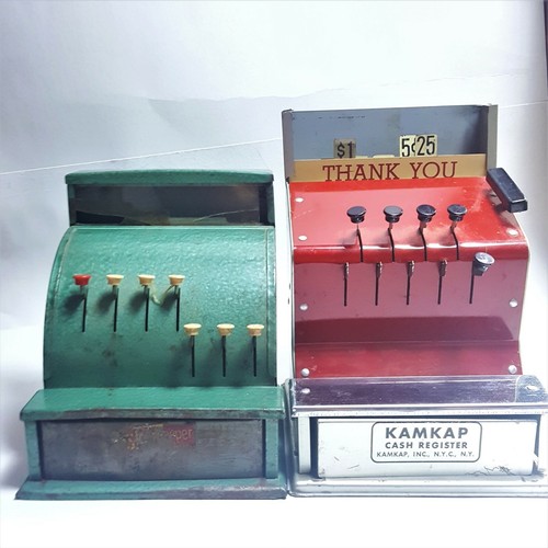 50s 2 Childs Metal Toys Cash Registers KAMKAP & LITTLE STOREKEPPER Lot ...