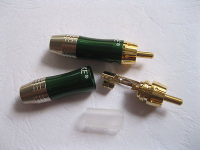18 pcs Brass RCA Plug Male Gold Plated Green Color Aluminum Case High ...